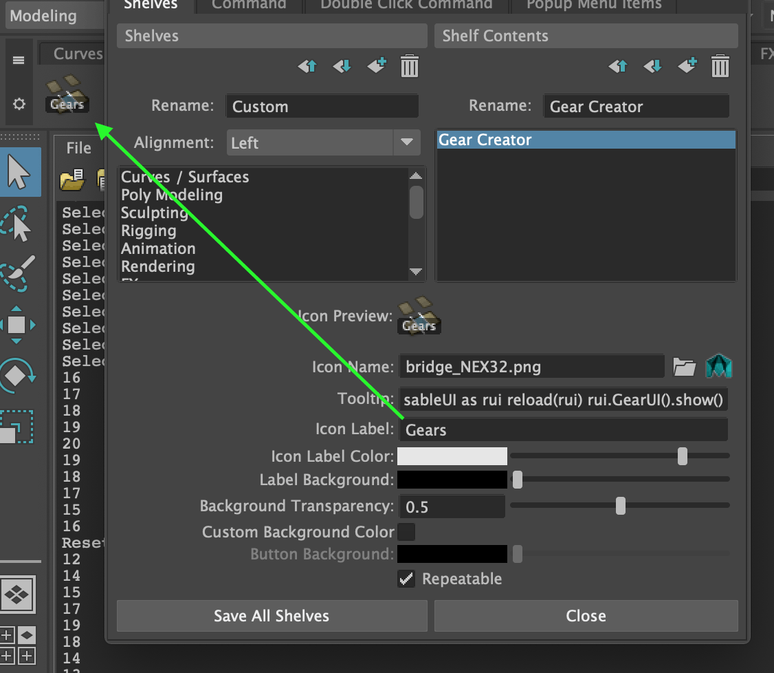 Adding Python scripts to the Maya shelf - John Player