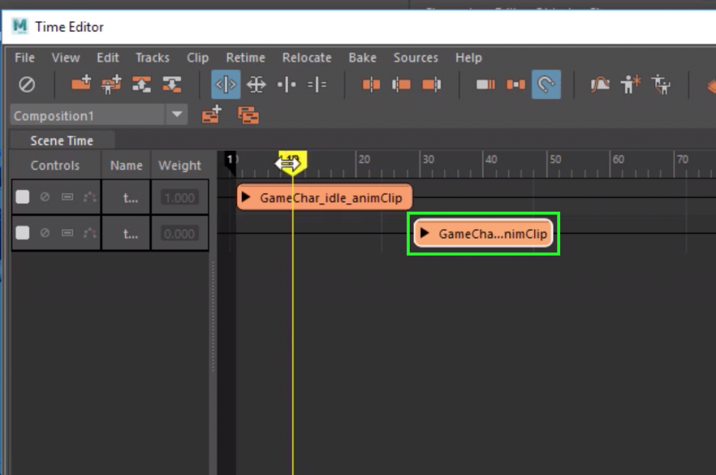 Blend between animation clips in Maya's Time Editor - John Player