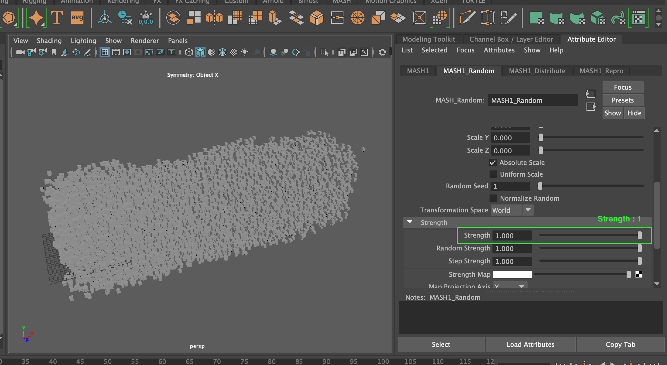 MASH Random in Maya example - John Player