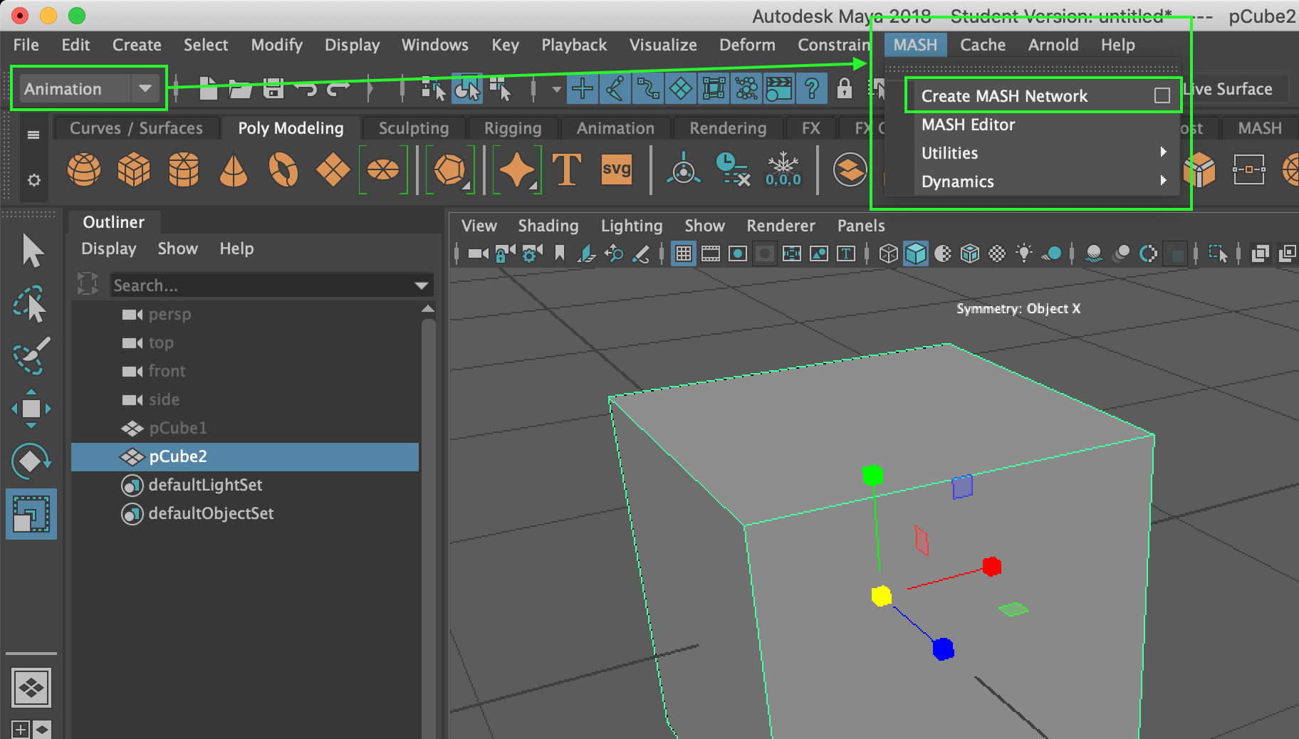 MASH Explode in AutoDesk Maya Example - John Player