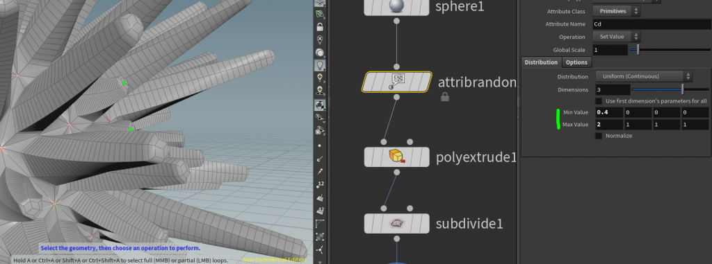 Example use of the Attribute Randomize node in Houdini - John Player